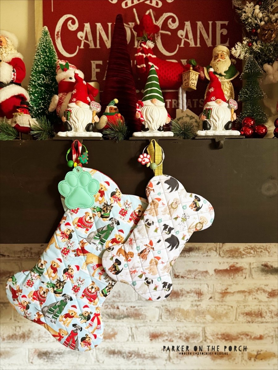 Digital Download- Quilted Dog Bone Stocking – Parker on the Porch