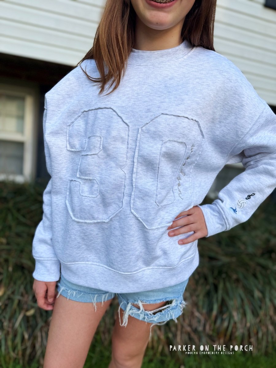 Shabby Applique Font- Squad Numbers (0-9) - Digital Embroidery Pattern ...